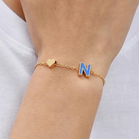 Jewelry | New 18k Gold Plated Letter Heart Charm Initial Letter ...